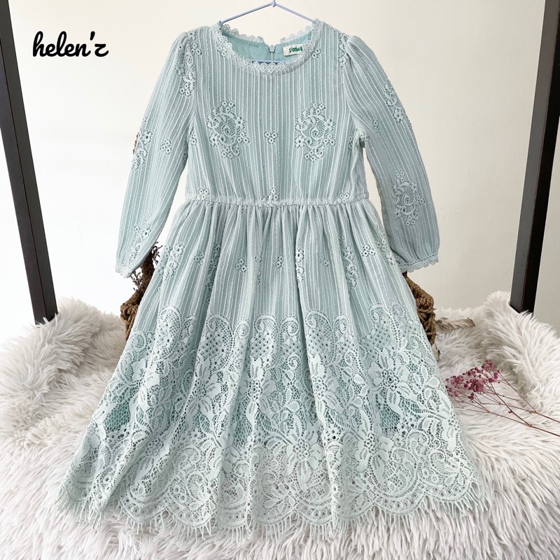 helen’z Lace Overlay Dress Girl Princess Dress Zip Back Lace Dress Kids ...