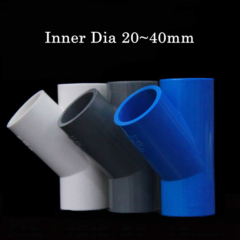 1PC 20-40MM PVC Oblique Tee Connector 45 Degree Tilted Three Way Joints ...
