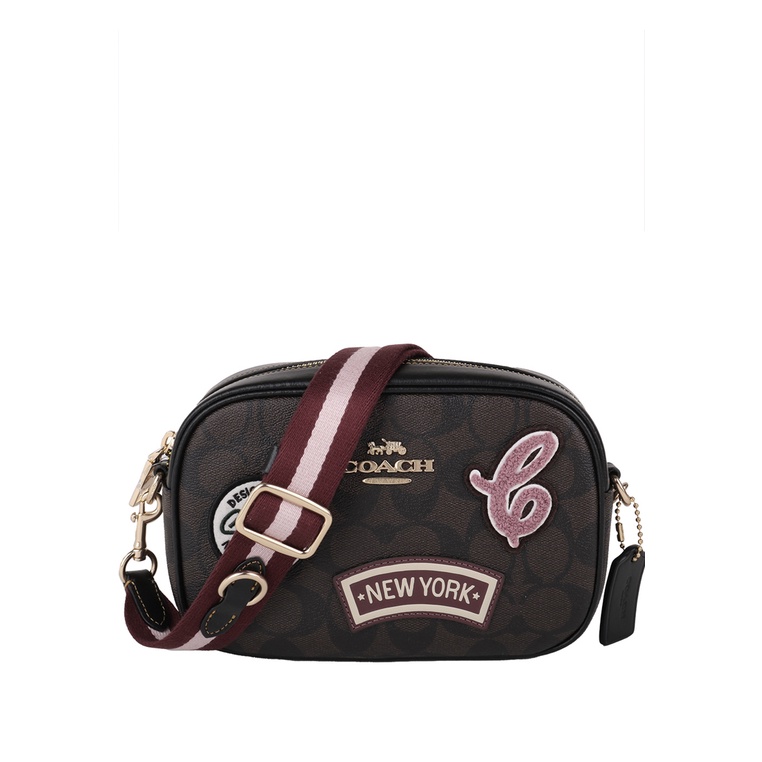 Coach Mini Jamie Camera Bag In Signature Canvas With Ski Patches - Dark ...