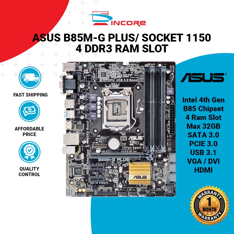 Asus B85M-G PLUS Socket 1150 Intel B85 Motherboard USB 3.1 SATA 3.0 ...