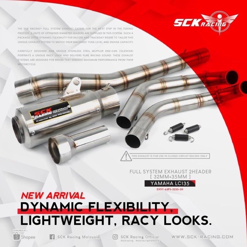 Y15 LC4S LC5S Sck Racing Full System Exhaust 2Header 32mm+35mm(Dual ...