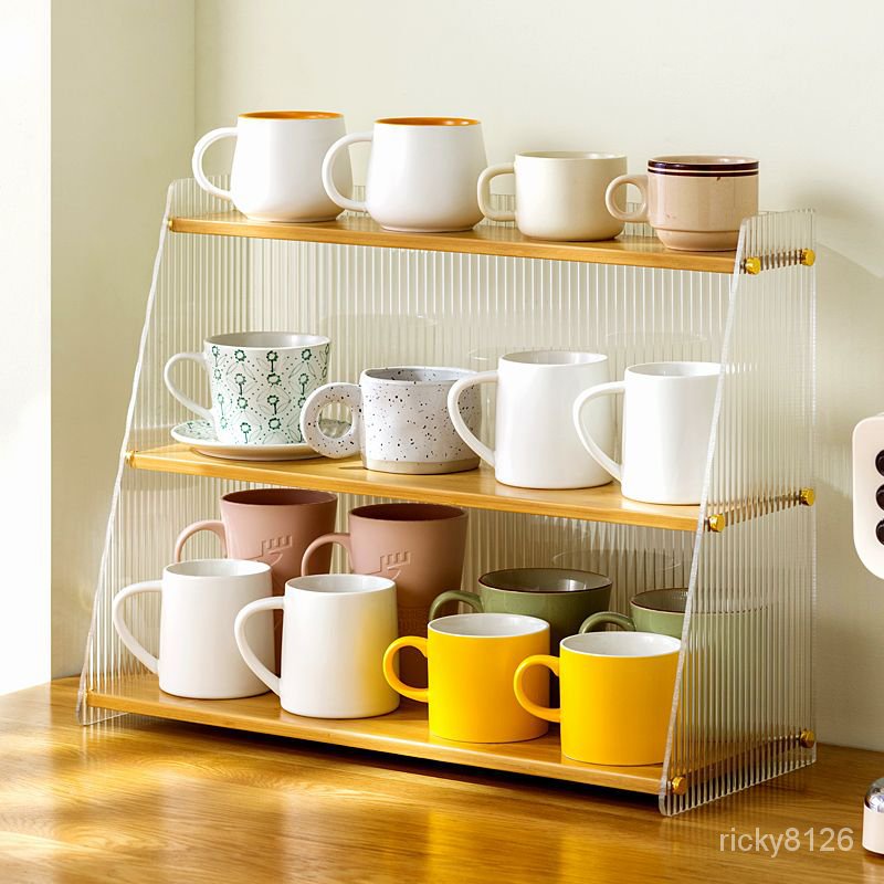 Cup rack organizer acrylic transparent locker desktop water cup rack ...