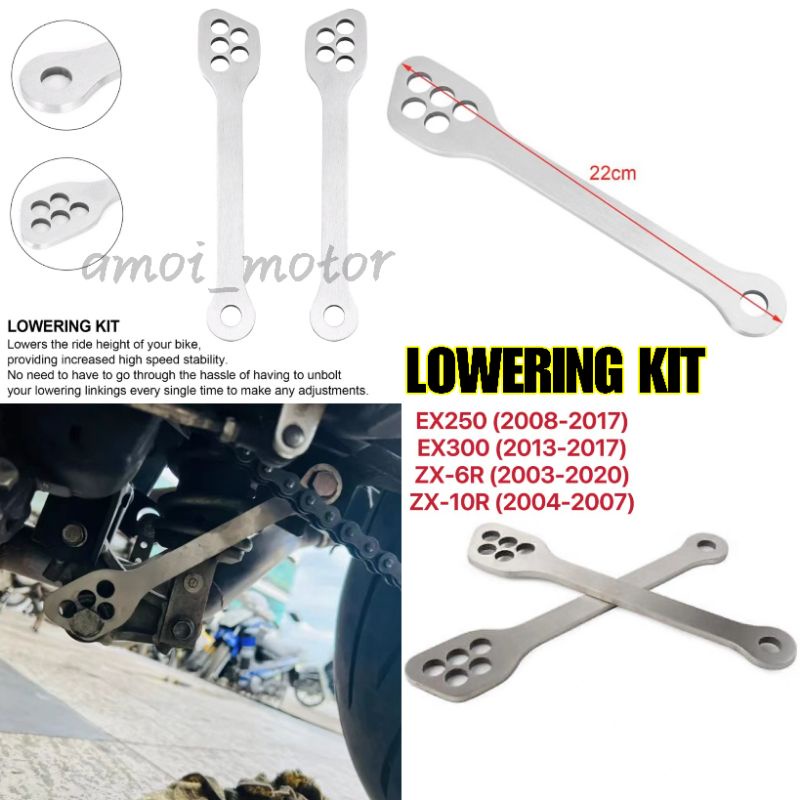 Rear Suspension Lowering Kit NINJA ZX6R ZX10R EX250 EX300 5 HOLES Lower ...