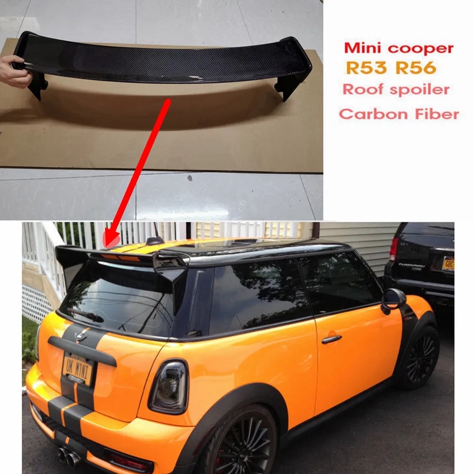 R56 R53 JCW style Carbon Fiber Roof Spoiler For Mini Cooper Ver.2.11/2. ...