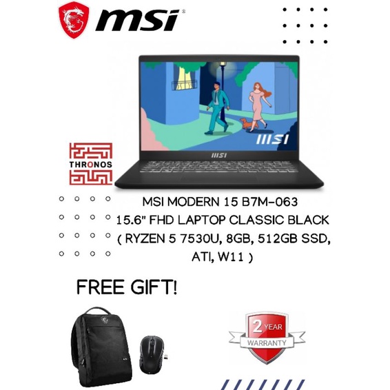 MSI Modern 15 B7M-063 15.6" FHD Laptop Classic Black | Shopee Malaysia