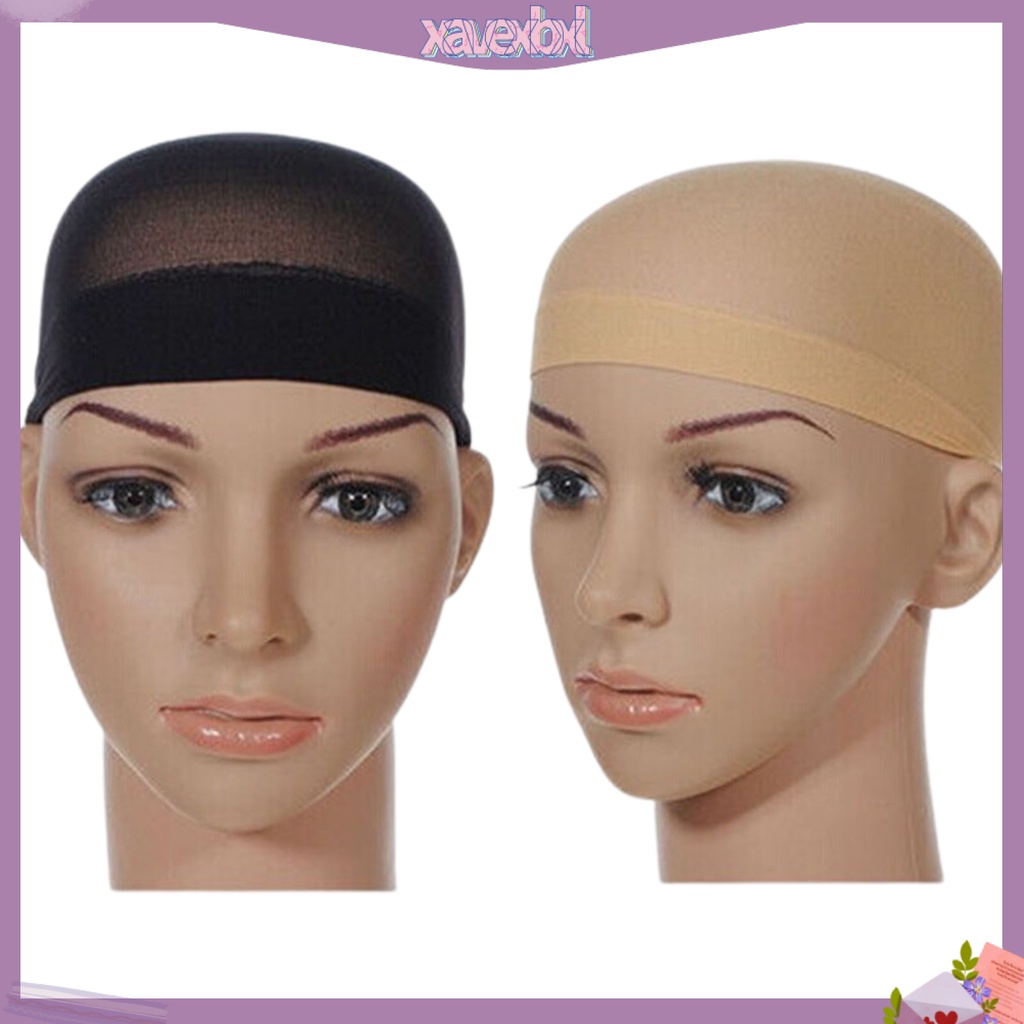 (xavexbxl) 2Pcs Unisex Breathable Stretch Hair Wig Stocking Liner Cap ...