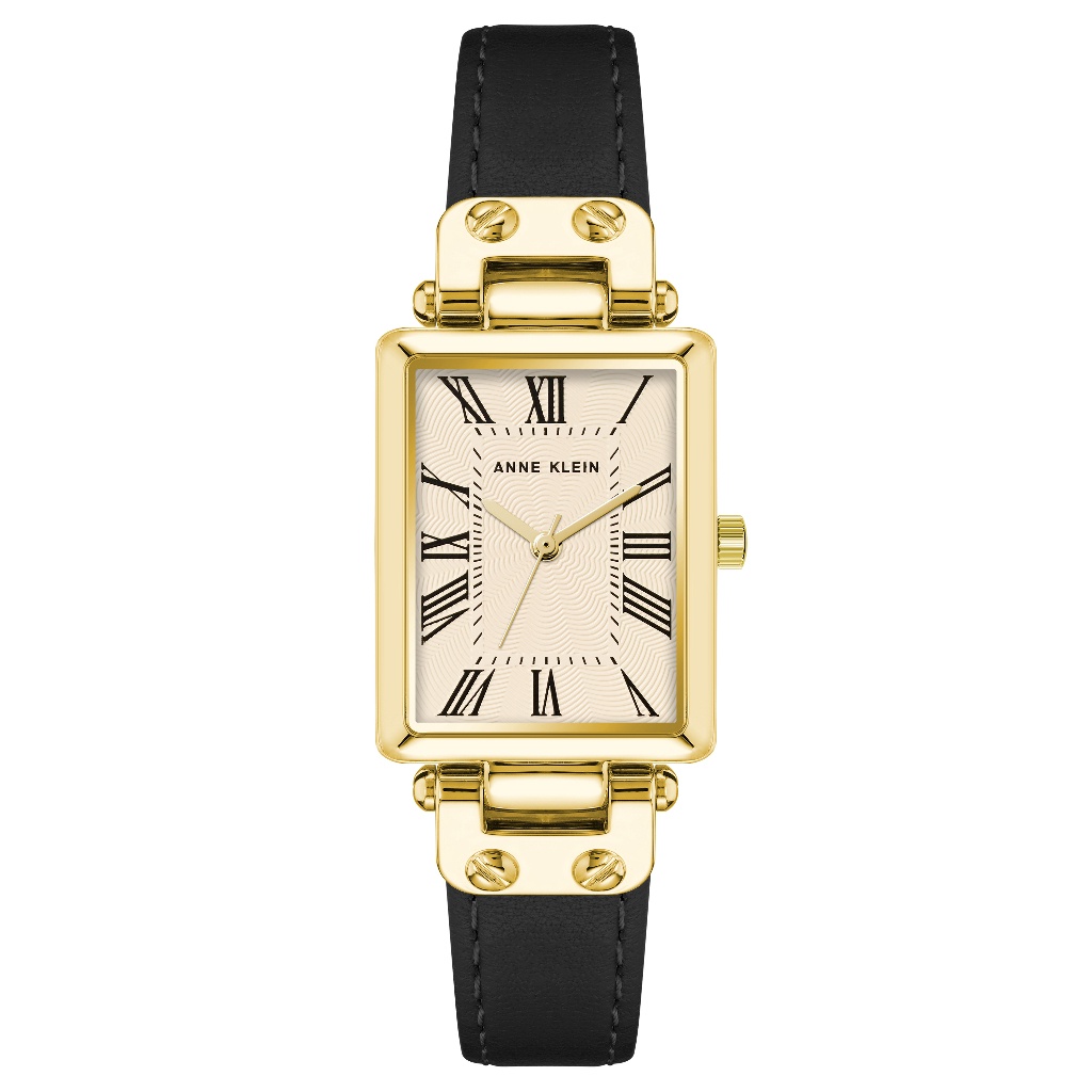 Anne Klein Leather Strap 21.5mm Watch - Black/Gold (AK-3752CRBK ...