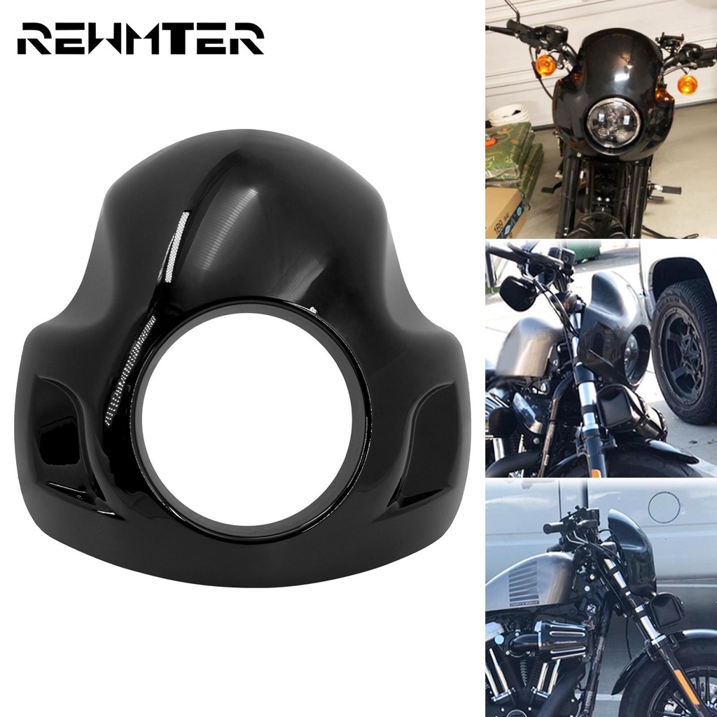 Black Motorcycle 5.75"; Headlight Fairing Head Lamp Front Mask Cowl For ...