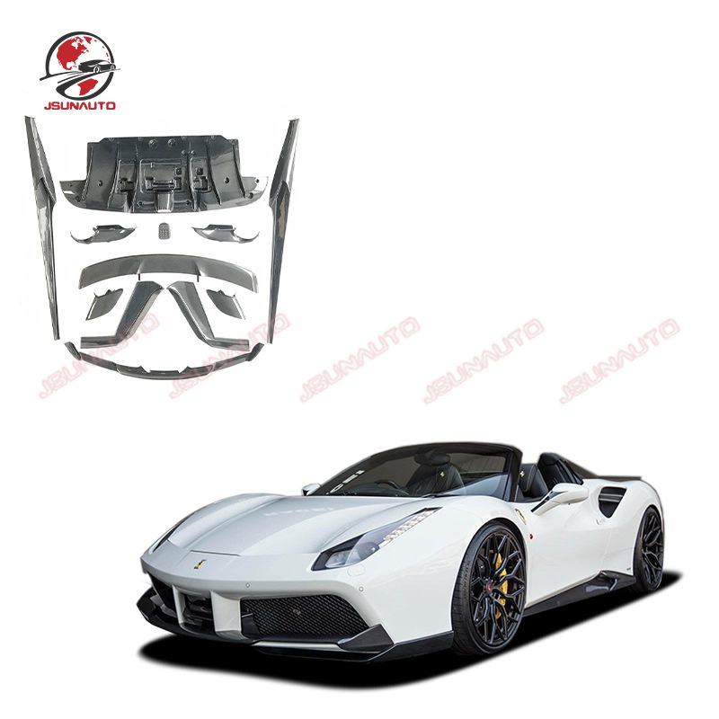 Carbon Fiber For Ferrari 488 Front Diffuer Rear Spoiler Side Skirts ...