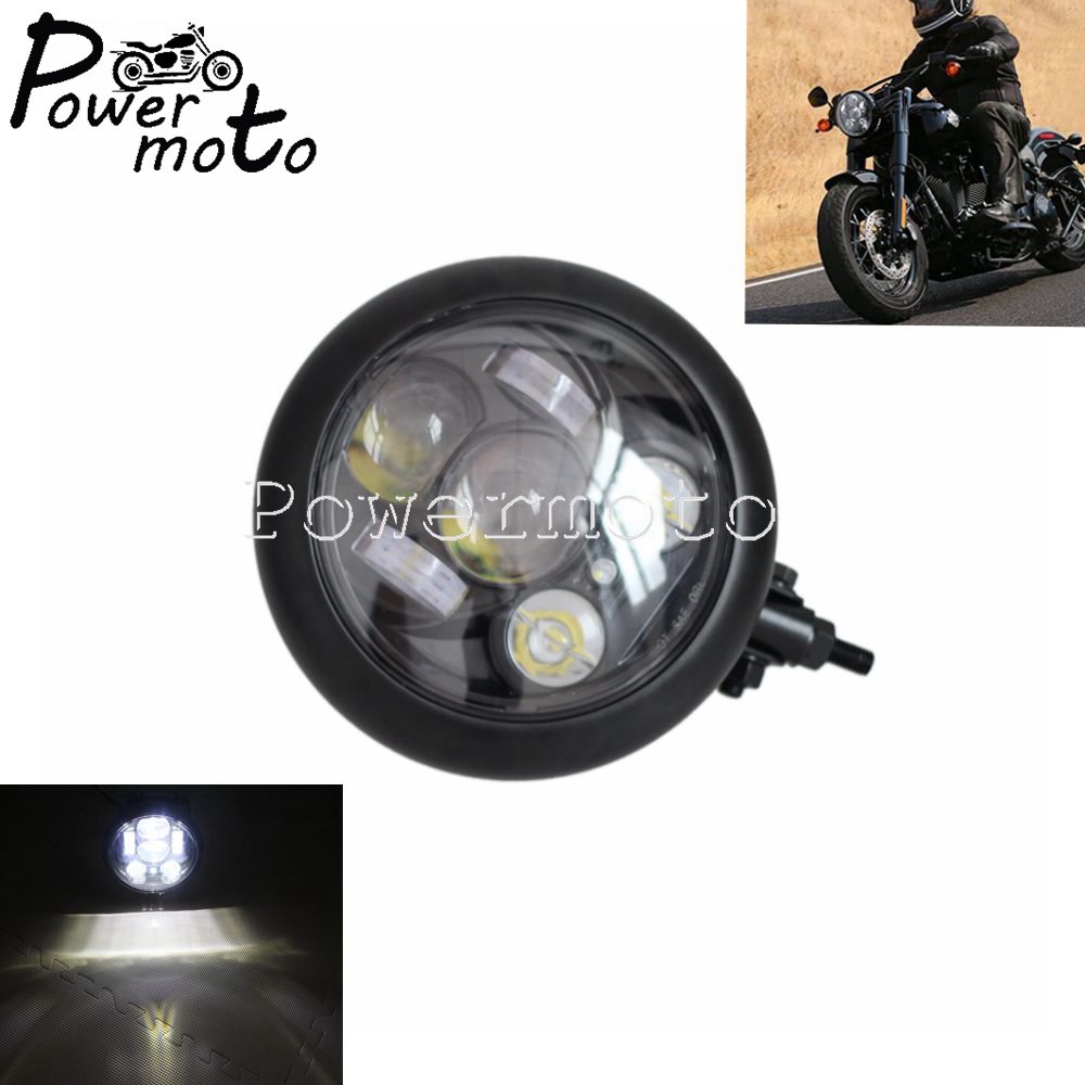 Motorcycles Black 5 3/4"; Retro Headlight LED HI/LO DRL Vintage Front ...