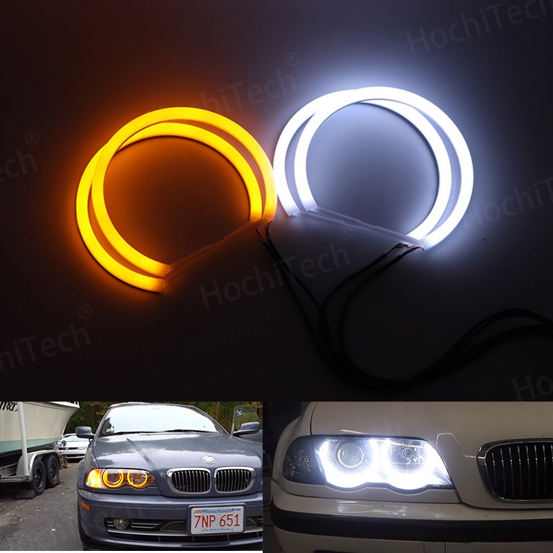WHITE LED Headlight Halo Angel Demon Eyes Kit angel eyes light for BMW ...