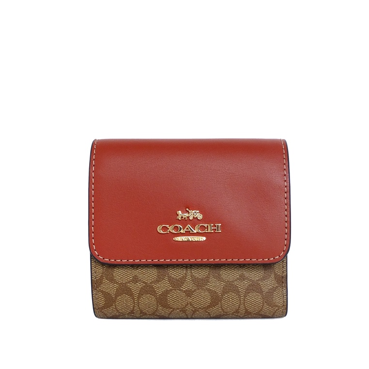 Coach Small Trifold Wallet In Colorblock Signature Canvas - Brown ...