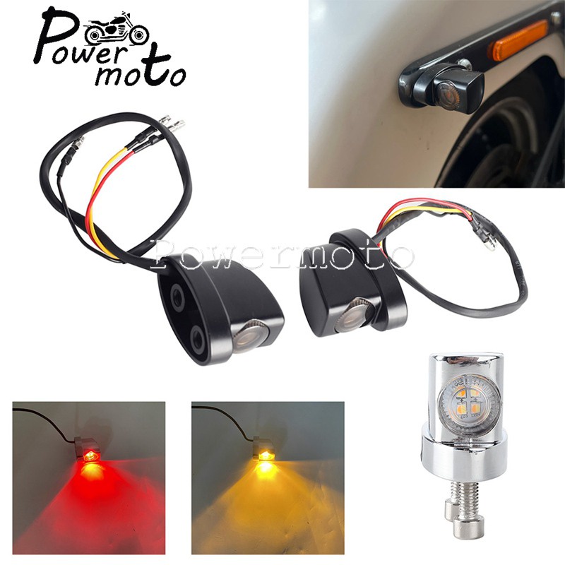 Universal Motorcycle LED 12V Amber Rear Fender Struts Turn Signals ...