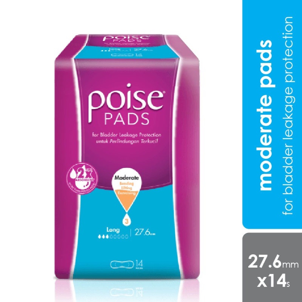 Poise Pads Long Bladder Leakage Protection & Incontinence (27.6cm x 14 ...