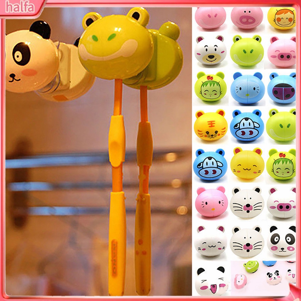 HALFA| Cute Cartoon Animals Toothbrush Holder Suction Hooks Home ...