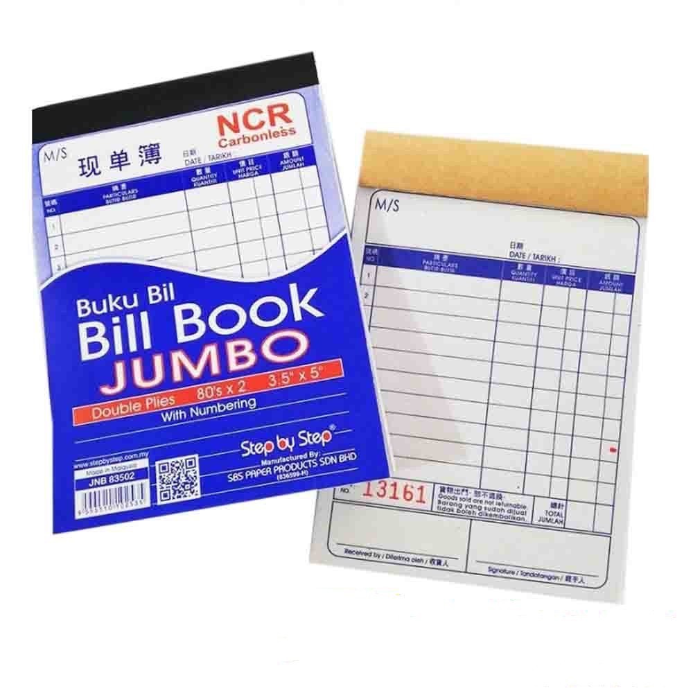 SBS 2ply Carbonless JumboBill Book 3.5"x5" / 5"x8" / 6"x7" | Shopee ...