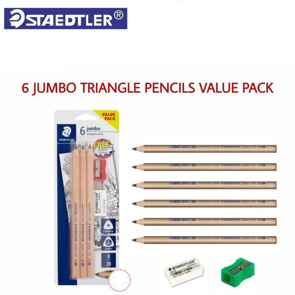 Staedtler 6 Jumbo Triangle 2B Pencil 119SBK6MY | Shopee Malaysia