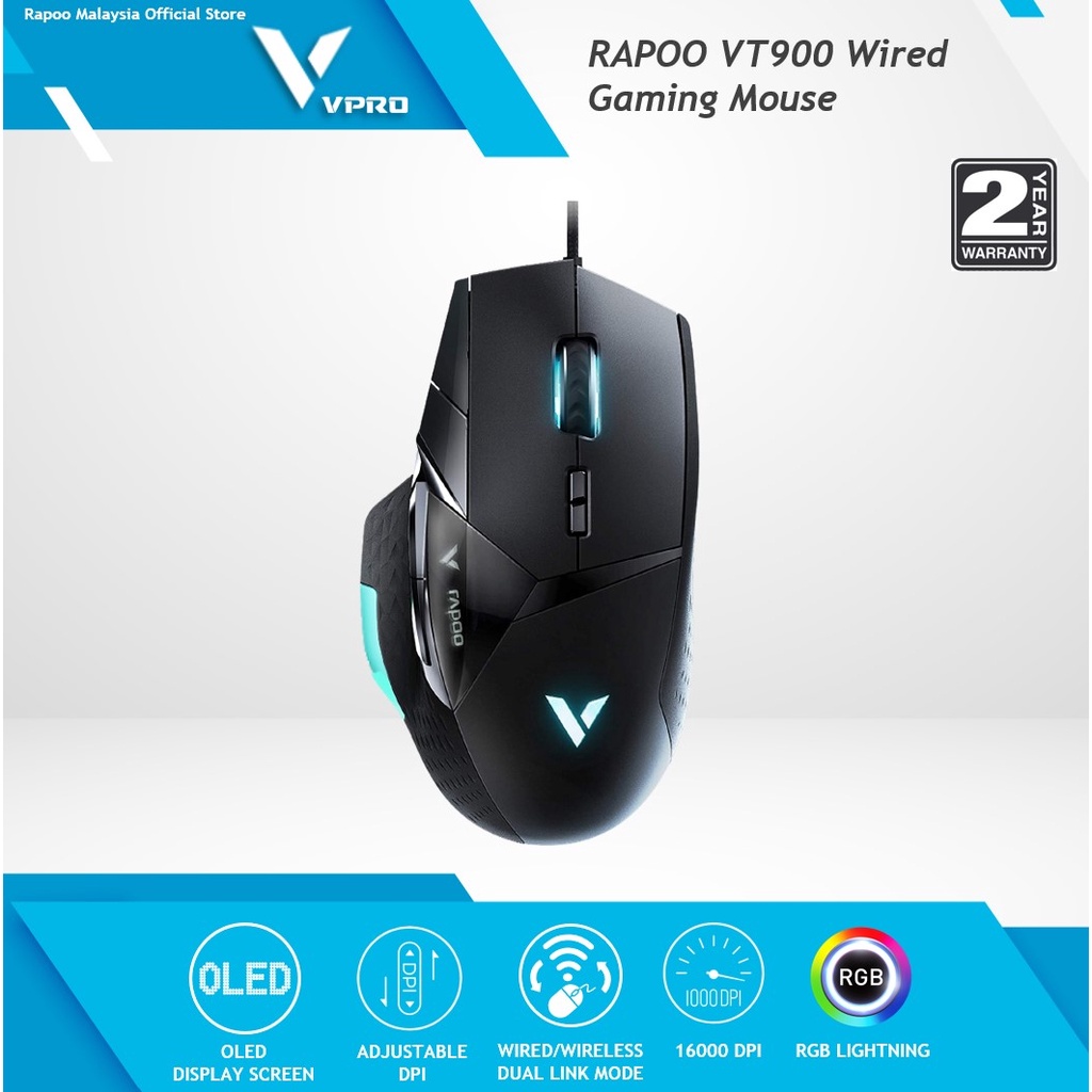 Rapoo VT900 Dual Mode Wired/ Wireless RGB Optical Gaming Mouse ...
