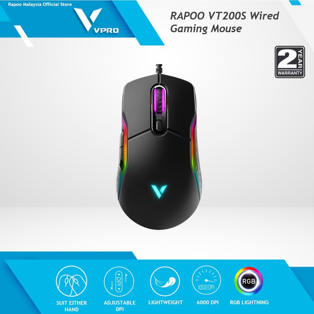 Rapoo Vpro VT200S IR Optical Wired Gaming Mouse Up to 16000 DPI - 2 ...