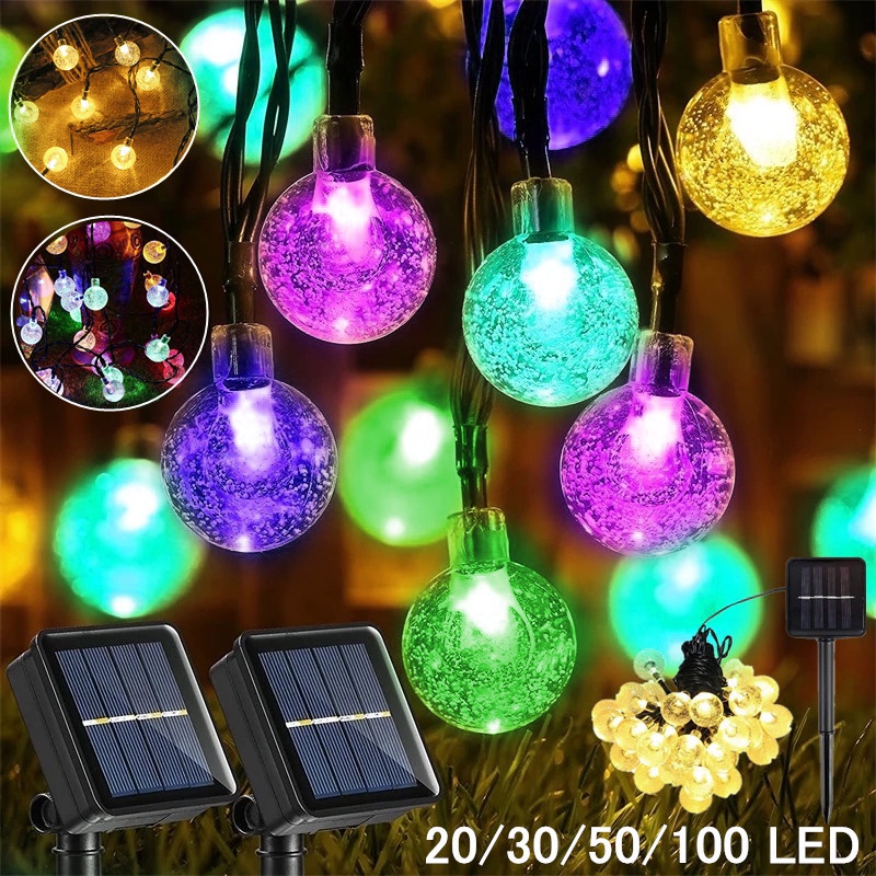 Eid Mubarak LED Solar Crystal Ball Light Waterproof 8 Modes Battery ...