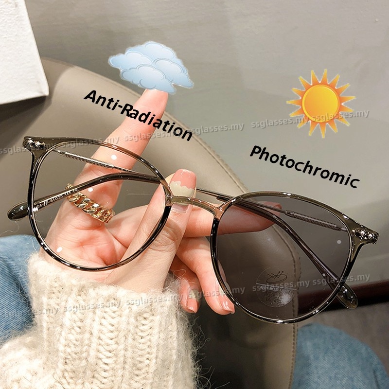 Fashion Photochromic Anti Radiation Eyeglasses For Women/Men Anti Blue ...