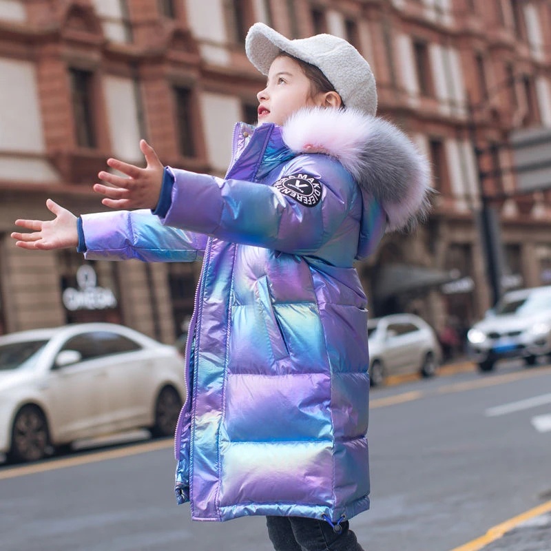 5-14 Years Winter Girls Down Jacket Keep Warm Fashion Hooded Waterproof ...
