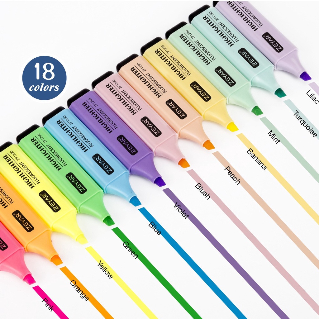 18 Colors Highlighter Pen Pastel Morandi Bright Highlight Color Ink ...