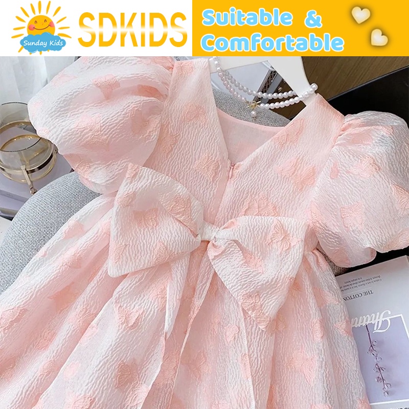 korean baby girls dress puff sleeve princess dress for kids girls ...