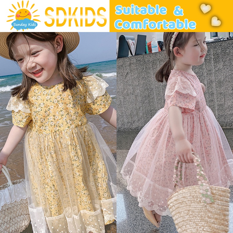 baby girl dress floral girl dress for wedding party short sleeves round ...