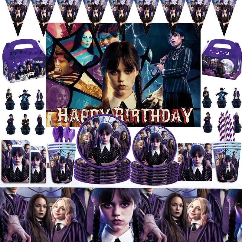 Wednesday Addams Birthday Party Decoration Paper Plate Cup Napkin ...