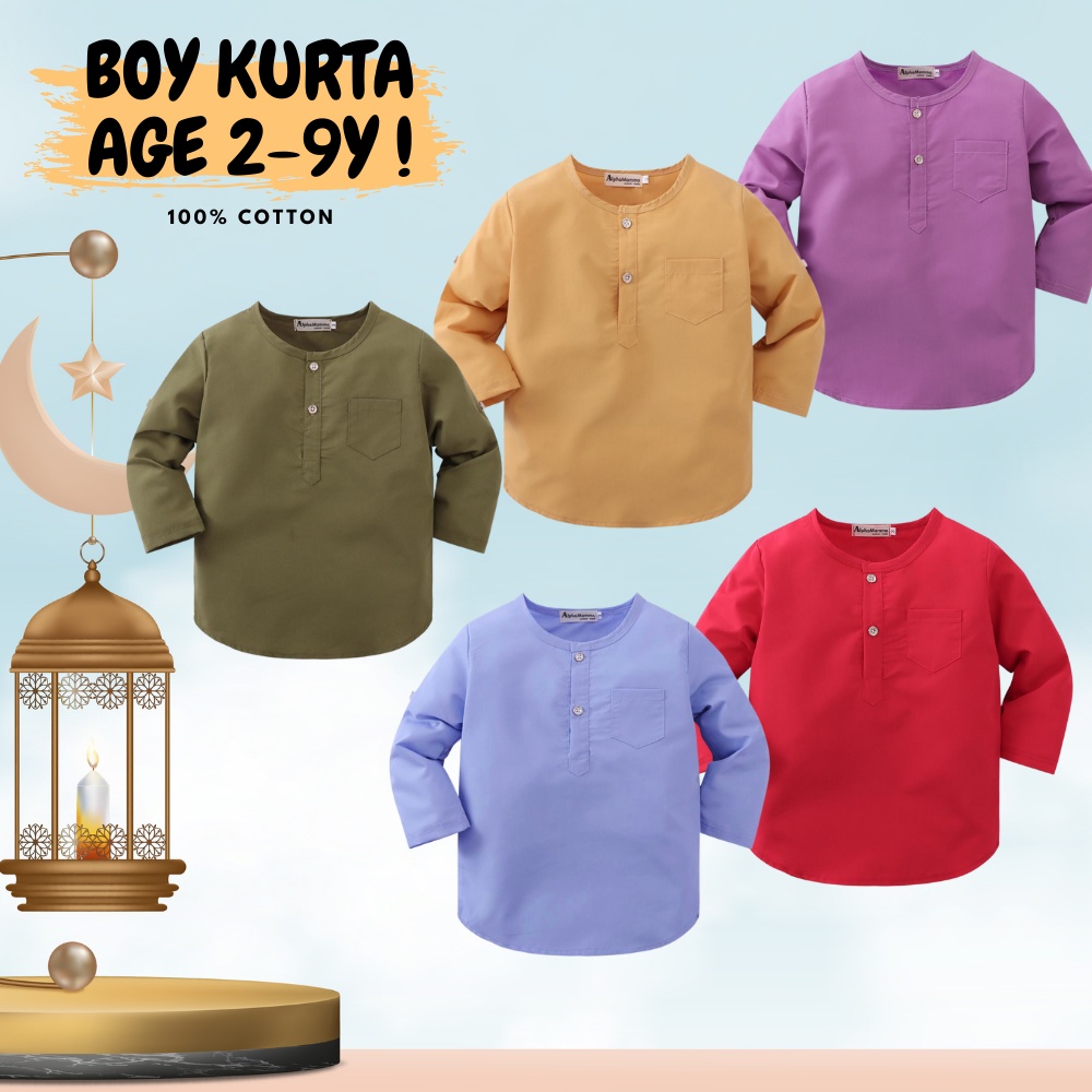Alpha Mamma - Baju Raya Kids Boy Kurta Cotton Age 2-9Y Kurta Raya Budak ...