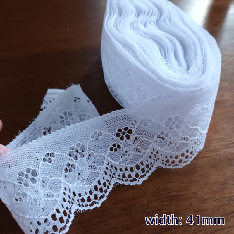 [10 Meter] Lace Renda Cotton White Fabric Sewing Trim Kain Raya ...