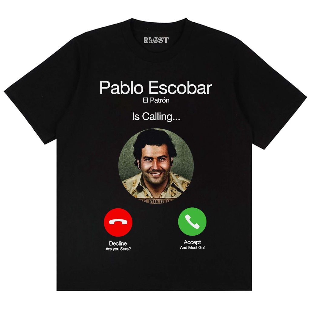 Rollingstout Tshirt - Pablo Escobar Calling | Parodi Kaos Band | BAJU ...