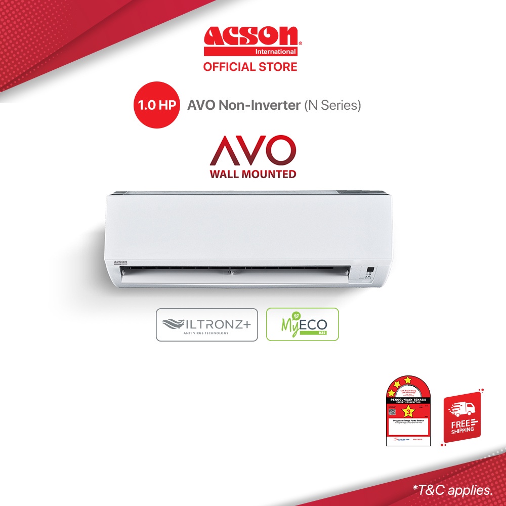 Acson AVO Non-Inverter Air Conditioner (1.0HP) R32 A3WM10N | Shopee Malaysia