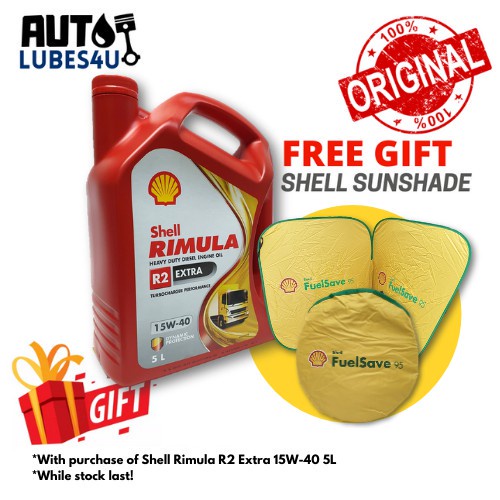 Shell Rimula R2 EXTRA 15W40 5L Diesel Engine Oil (FOC Sunshade) - Shell ...