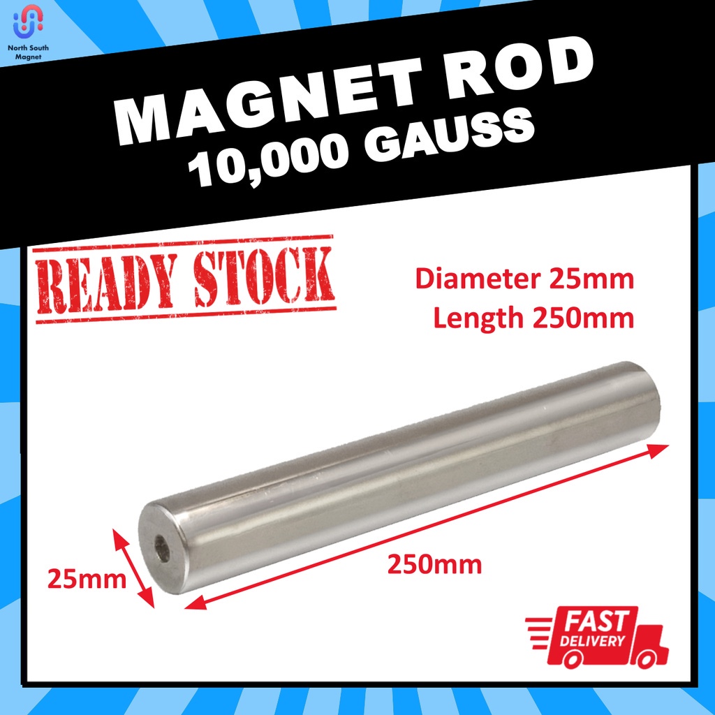 10000 gauss Diameter 25mm x 250mm Magnetic Rod Neodymium Magnetic Bar ...