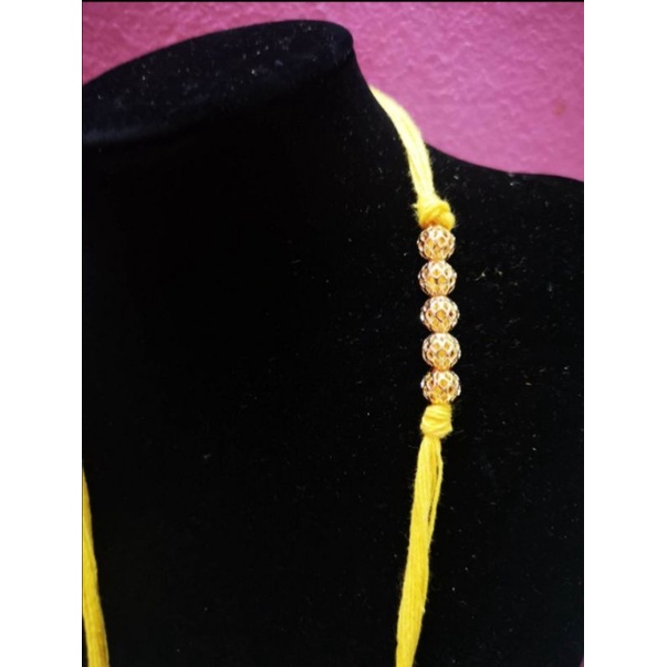(free gift) 5 Gold beads gold covering with manjal thali kayiru ...