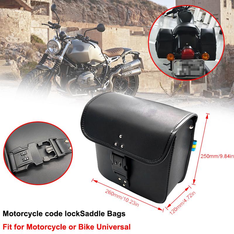 1 Pair Left Right Universal Motorcycle With code lock PU Leather ...