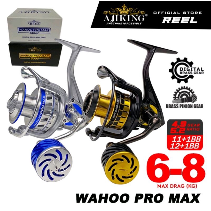 MAA Mesin Pancing Spinning Ajiking WAHOO PRO MAX NEW 2022 Spinning Fishing reel shimano banax ...