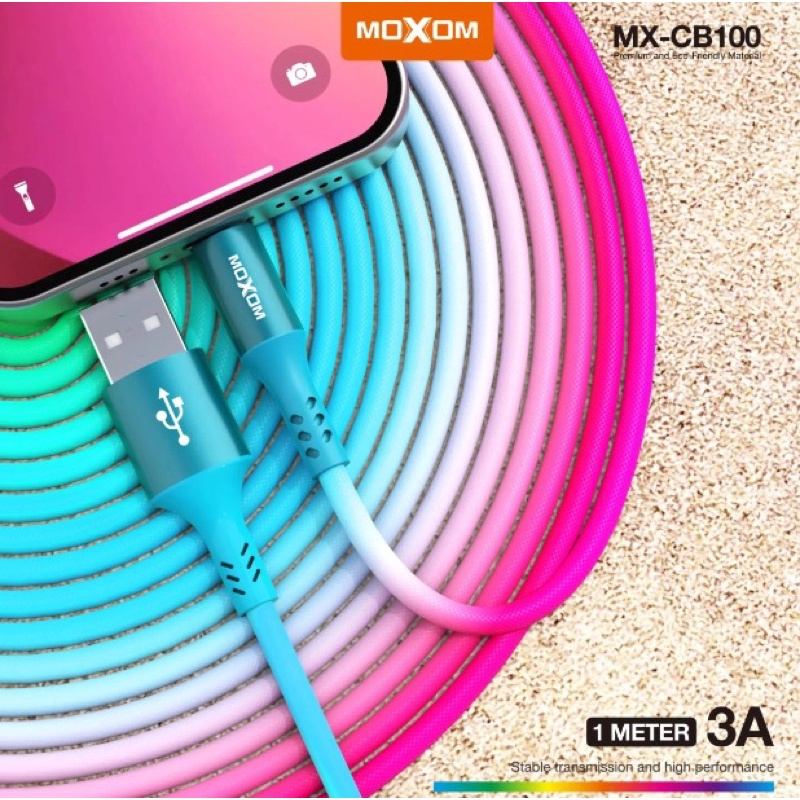 MOXOM MX-CB100 1 METER 3A COLORFUL RAINBOW DATA CABLE | Shopee Malaysia