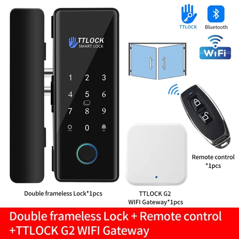 TTLOCK APP Fingerprint Lock Bluetooth Smart Glass Door Lock Biometric ...