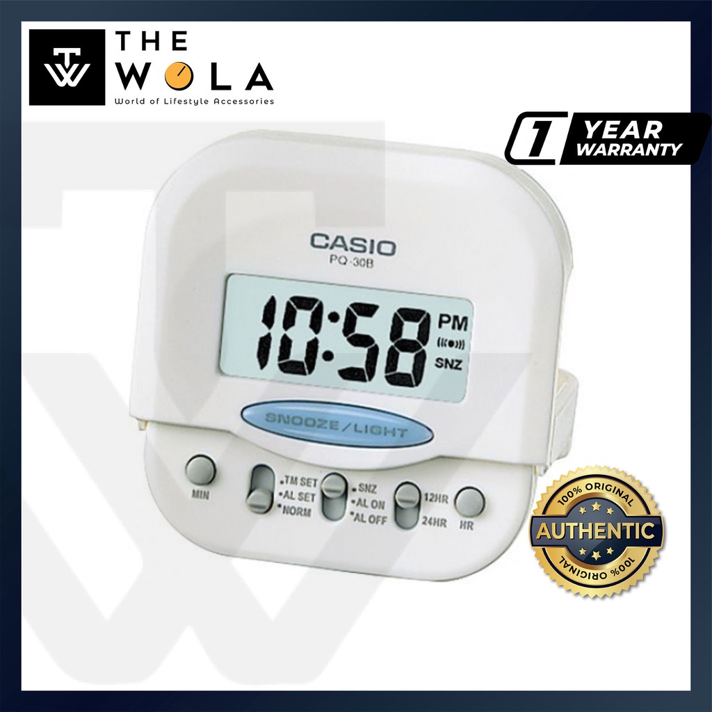 (2 Years Warranty) Casio Table Clock PQ-30B-1 White Color | Shopee Malaysia
