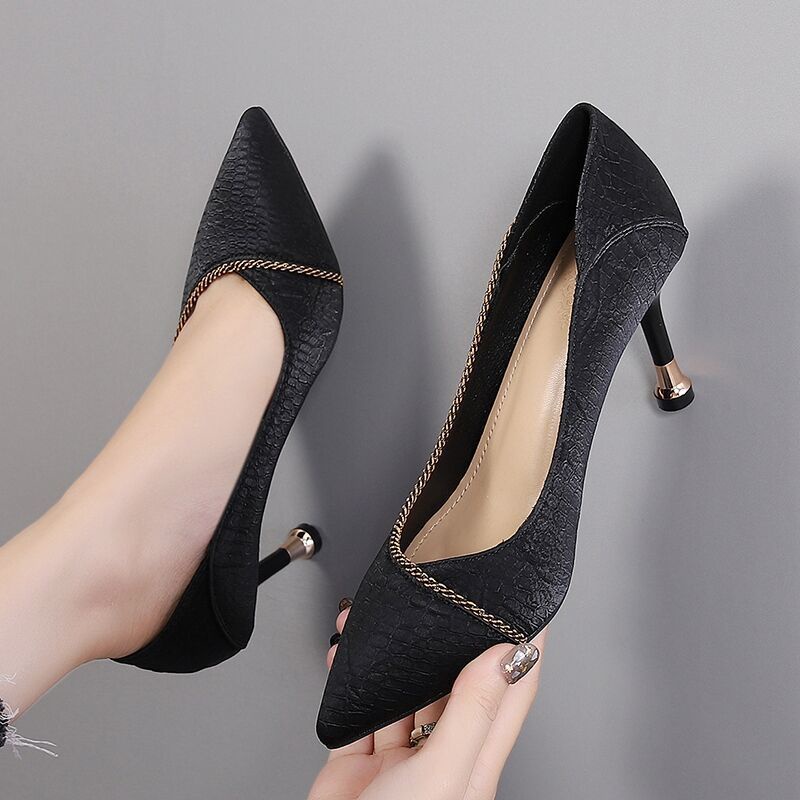 New Style Office High Heels Women's Stilettos Heel Classy Mid-heel ...