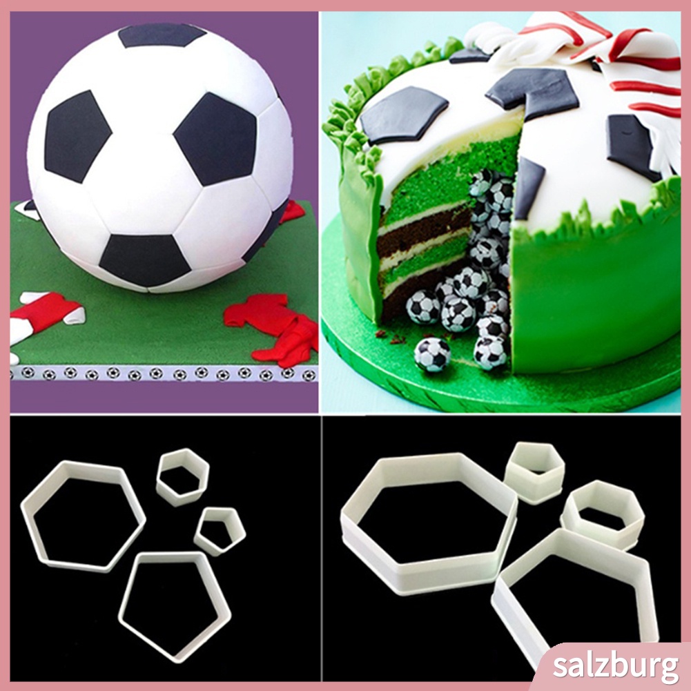 (salzburg) 4Pcs Football Soccer Fondant Cutter Cookies Mold Cake ...