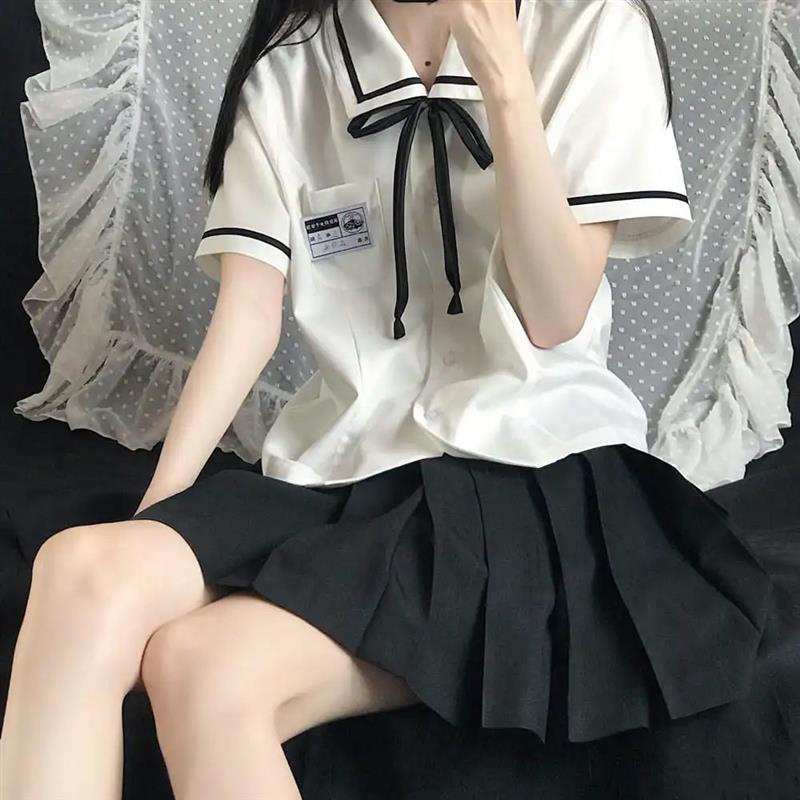 Japanese Style White jk Uniform Blouse Short-Sleeve Top Female Student ...
