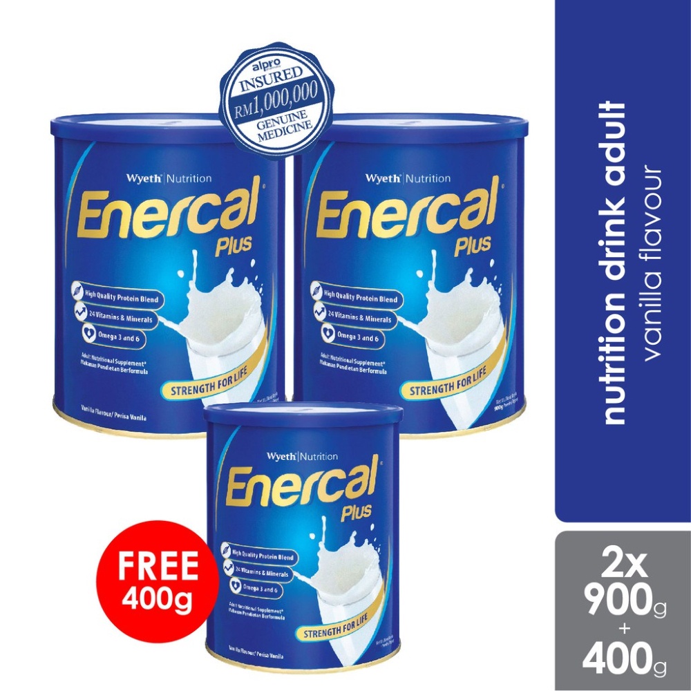 [Free 400g] Wyeth Enercal Plus Vanilla (2x900g) | Essential Adult ...
