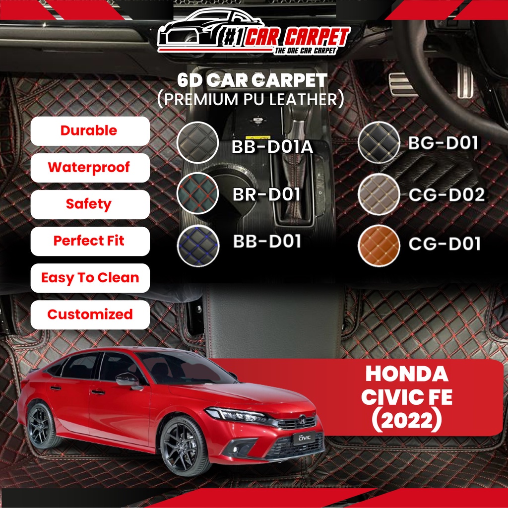 Honda Civic Fe ( 2022-2023 ) Vip 6D Car Carpet PU Leather Car Mat Floor ...