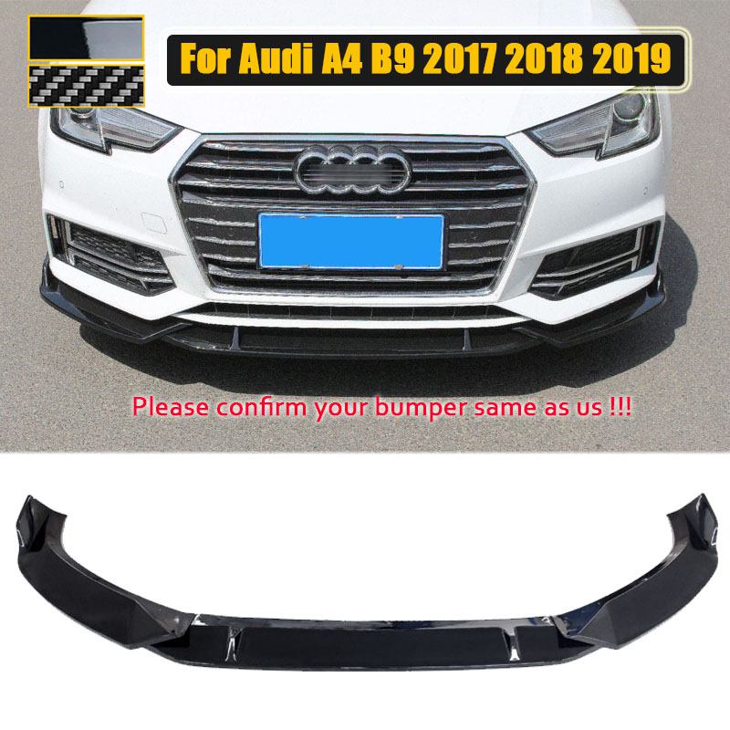 3PCS For Audi A4 B9 2017 2018 2019 Front Bumper Lip Spoiler Side ...