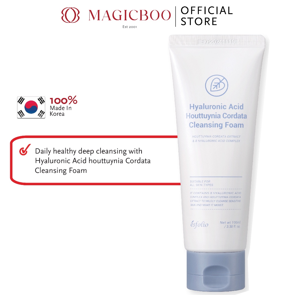 Magicboo Esfolio Hyaluronic Acid Houttuynia Cordata Cleansing Foam ...