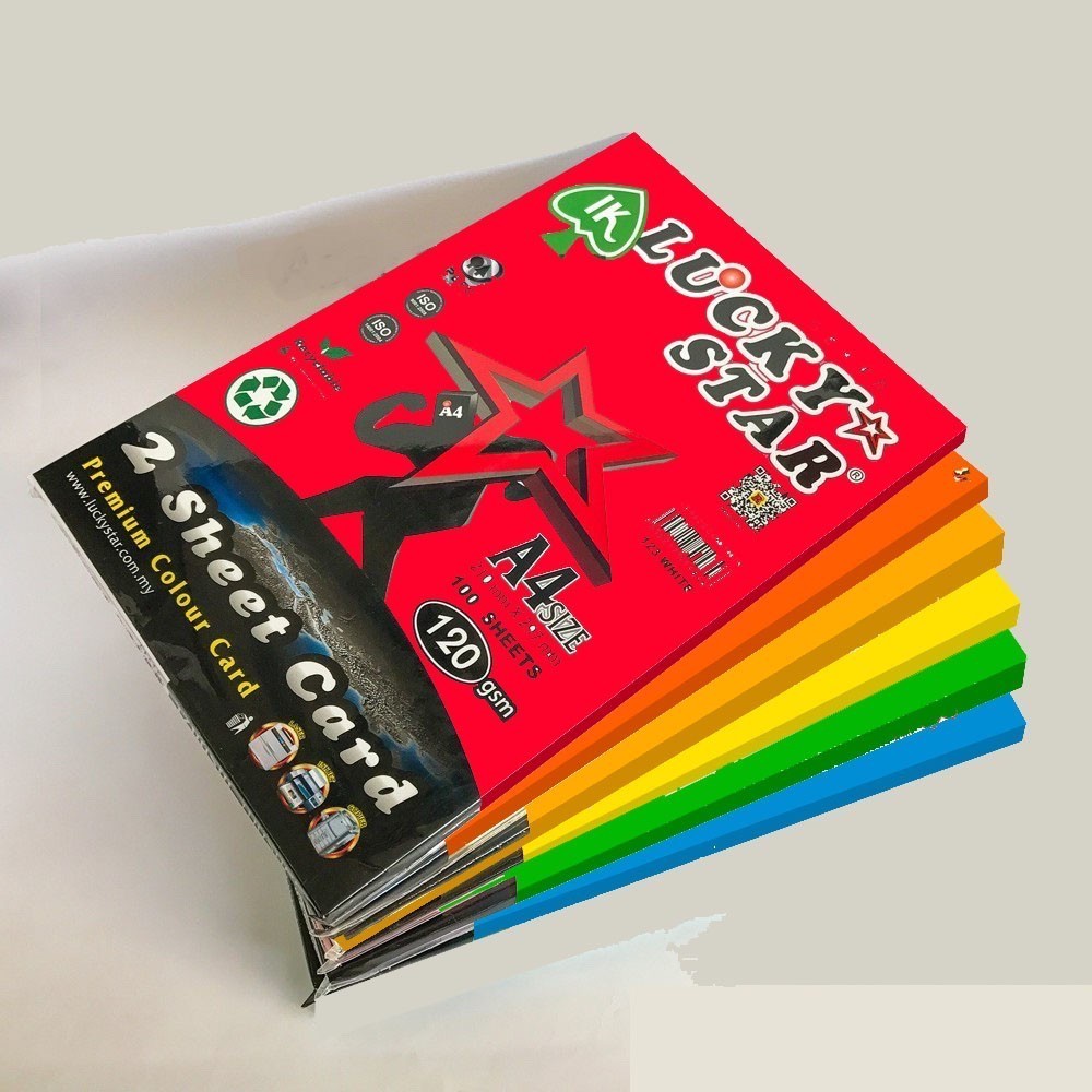 LUCKY STAR A4 Premium Colour Paper 120gsm / 2 Sheet Card (DARK COLORS ...